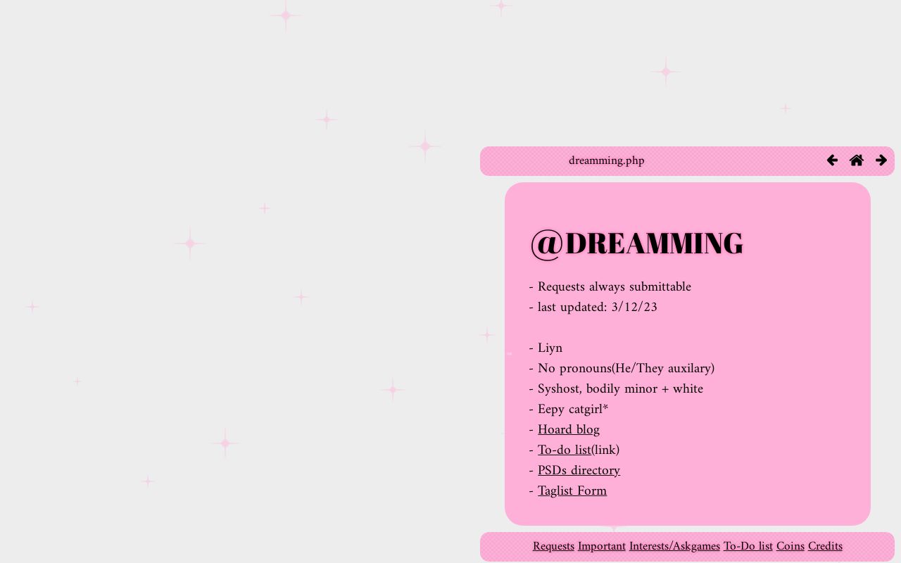 tumblr user @yawneko's official carrd